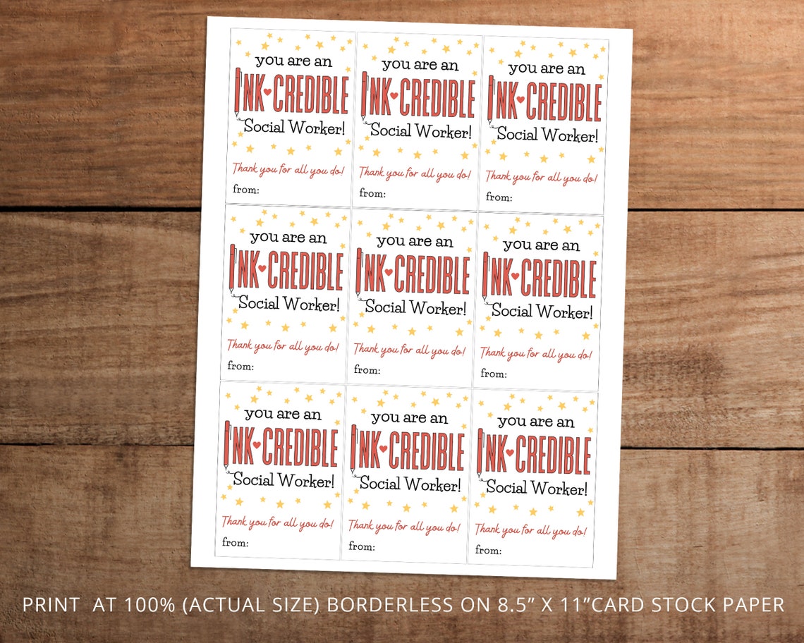 Pen Gift Tag Printable for Social Worker Appreciation Month | Etsy