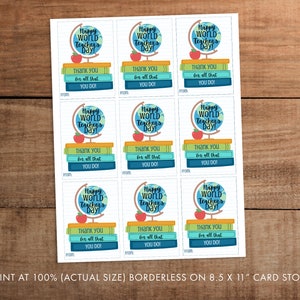 World Teachers’ Day Gift Tag Appreciation Printable - Etsy