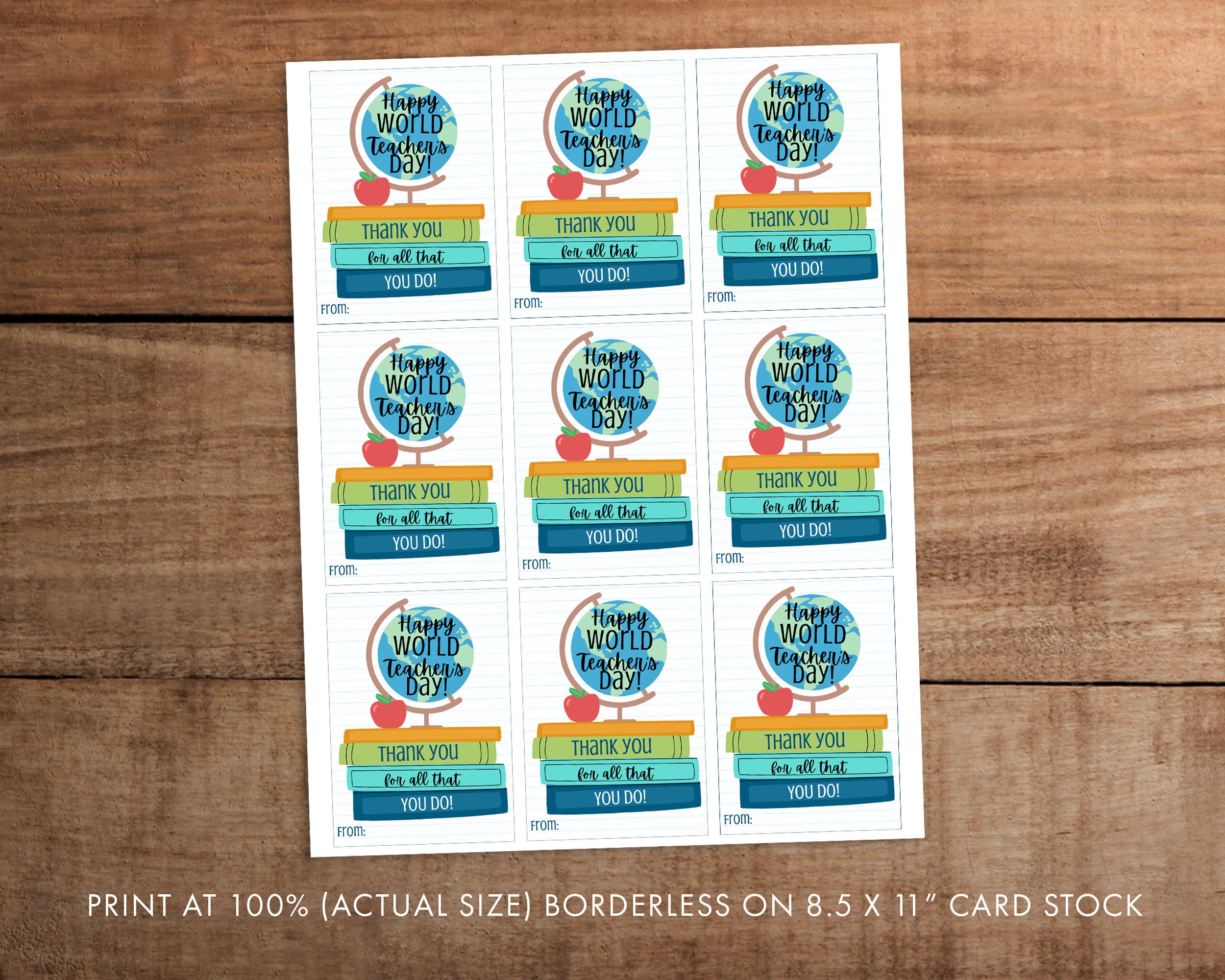 World Teachers’ Day Gift Tag Appreciation Printable - Etsy