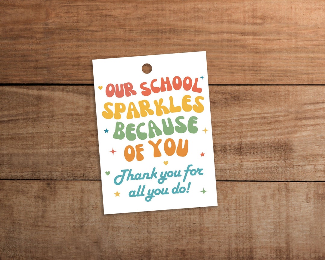School Custodian Appreciation Gift Tag: Printable Thank You (PDF) - Etsy