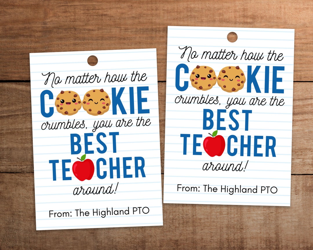 Editable Cookie Gift Tag Printable Template for Teacher Appreciation ...