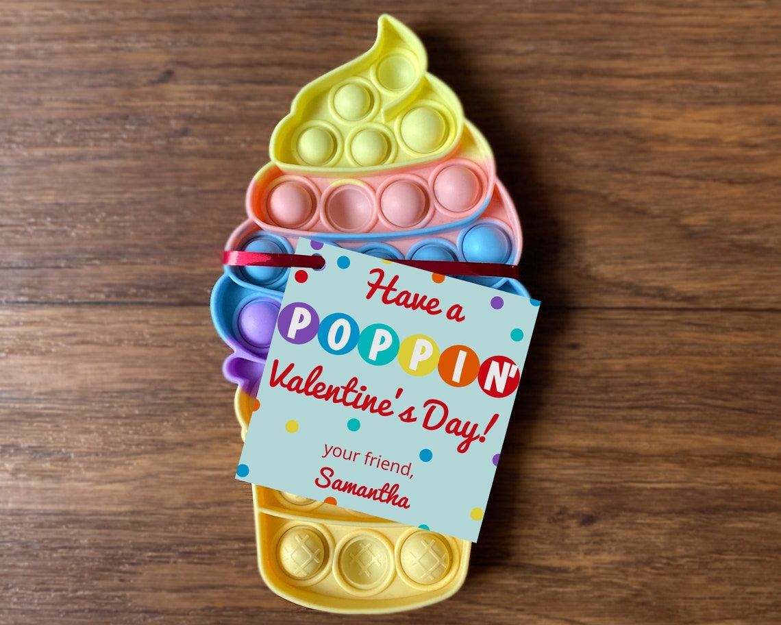 Valentines Day Pop It Fidget Party Favor Popcorn Gift Tag - Etsy