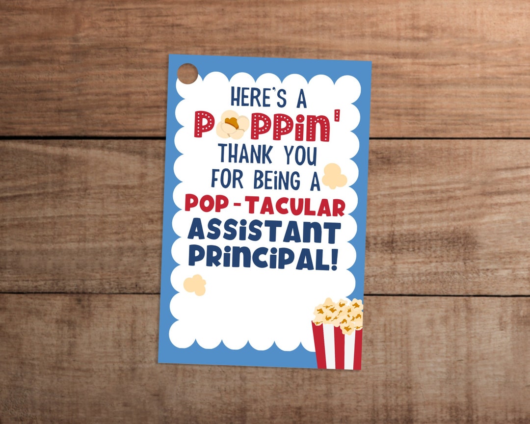 Popcorn Gift Tag Printable for School Assistant Principal Appreciation ...