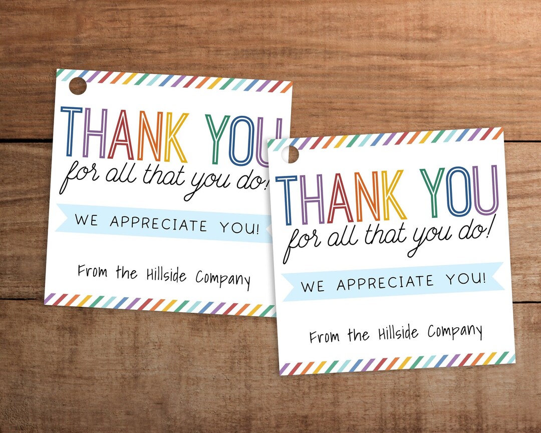 Editable Appreciation Thank You Gift Tag Printable for Teachers Staff ...