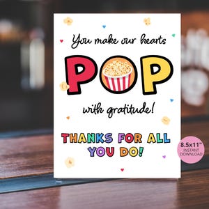 Popcorn Appreciation Sign Printable: Staff, Teachers, Nurses (PDF) - Etsy