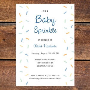 Editable Baby Sprinkle Party Invitation Template Printable Baby Boy ...