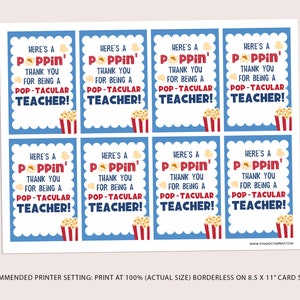 Popcorn Gift Tag Printable for Teacher Appreciation - Etsy