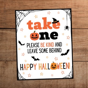 Take One Candy Halloween Printable Trick or Treat 8x10 Door Sign - Etsy