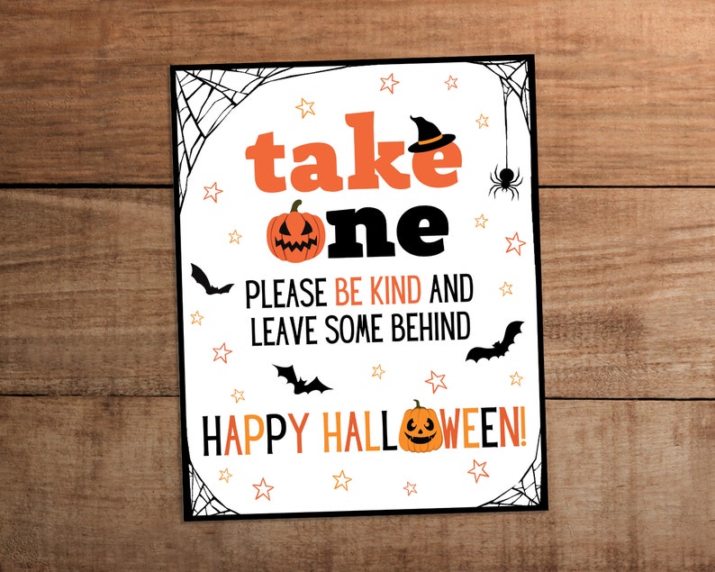 Halloween Candy Door Sign, Please Take One Printable, Digital Download ...