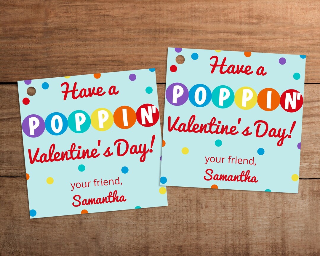 Valentines Day Pop It Fidget Party Favor Popcorn Gift Tag Printable ...