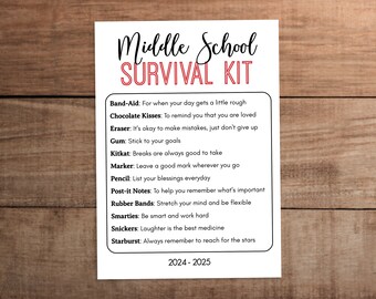 Middle School Survival Kit, Back to School Gift, Back to School Gift ...