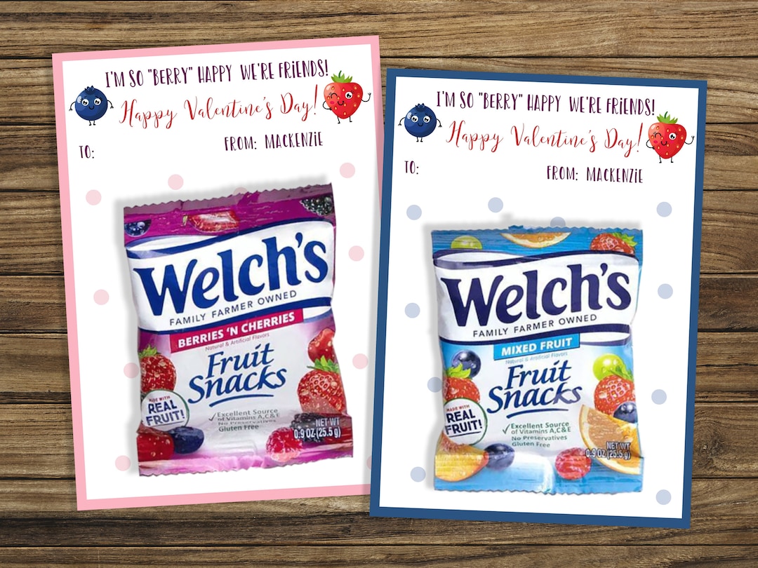 Fruit Snacks Valentine Card Berry Friends Printable (digital Download ...
