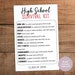4x6 Editable High School Survival Kit Card Printable Welcome Back to ...