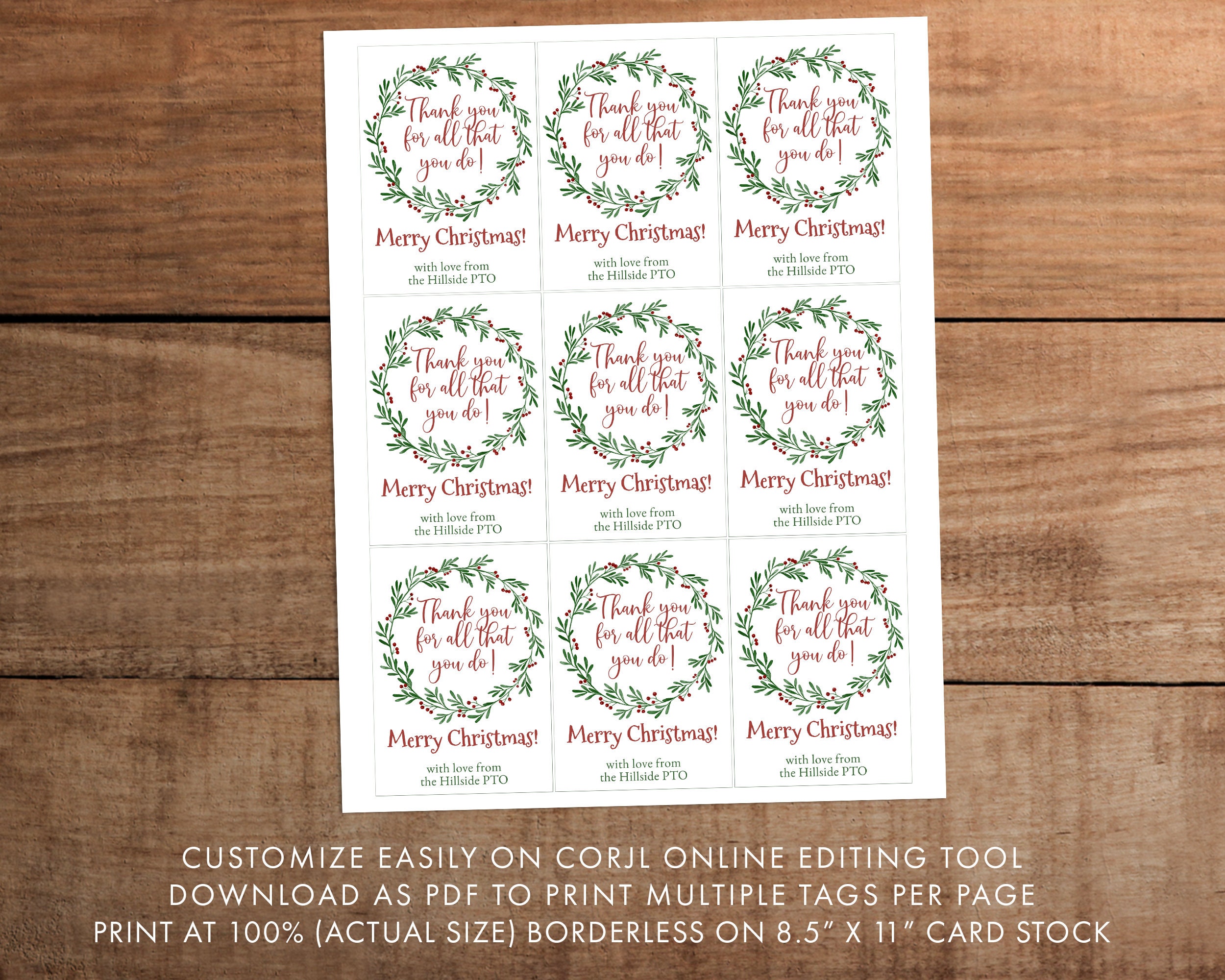 Editable Christmas Thank You Gift Tag Printable for Teacher - Etsy