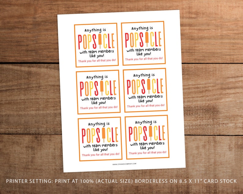 Popsicle Pun Gift Tag, Team Members Appreciation, Ice Cream Label - Etsy