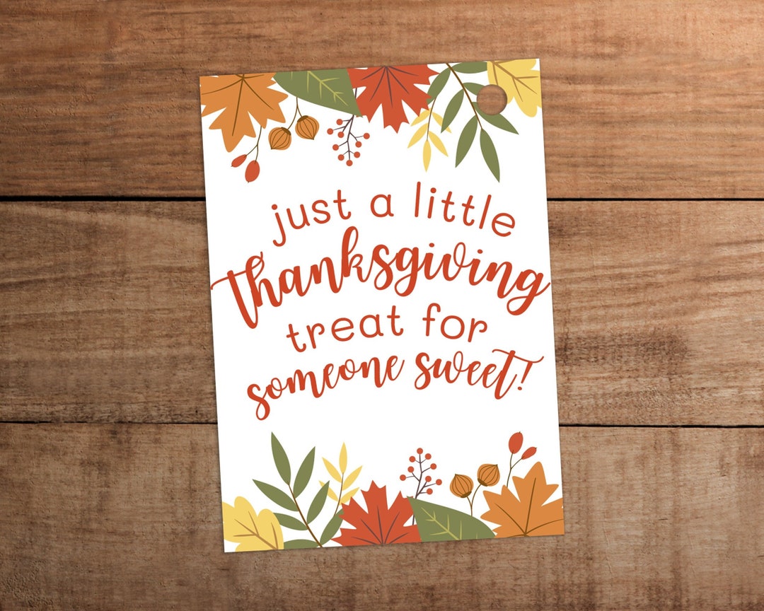 Thanksgiving Treat Gift Tag Printable, Autumn Leaves Border, Digital ...