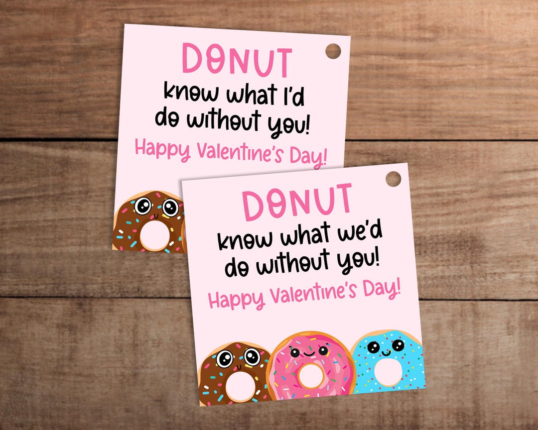 Valentine's Day Donut Gift Tag Printable for Teacher Staff Coworker ...