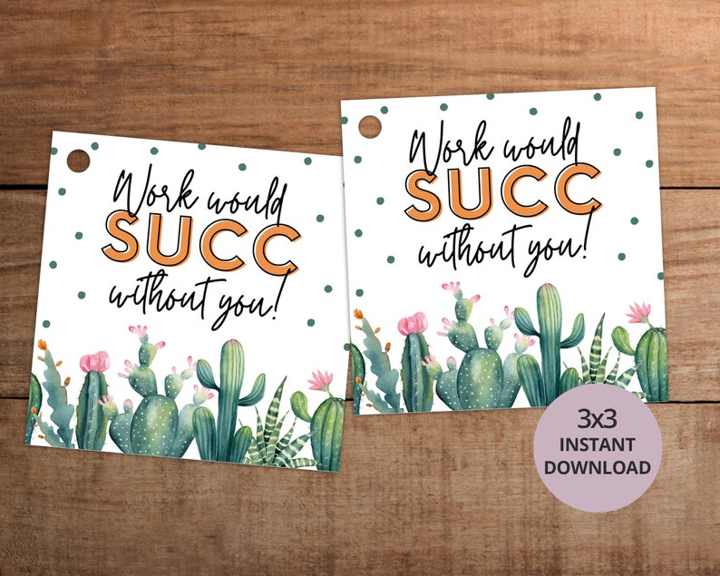 Succulent Gift Tag Printable for Coworker Staff Employee - Etsy