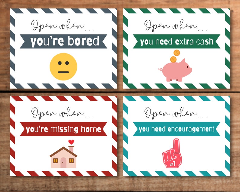 24 Open When Letter Envelope Label Printable Gift for College Students ...