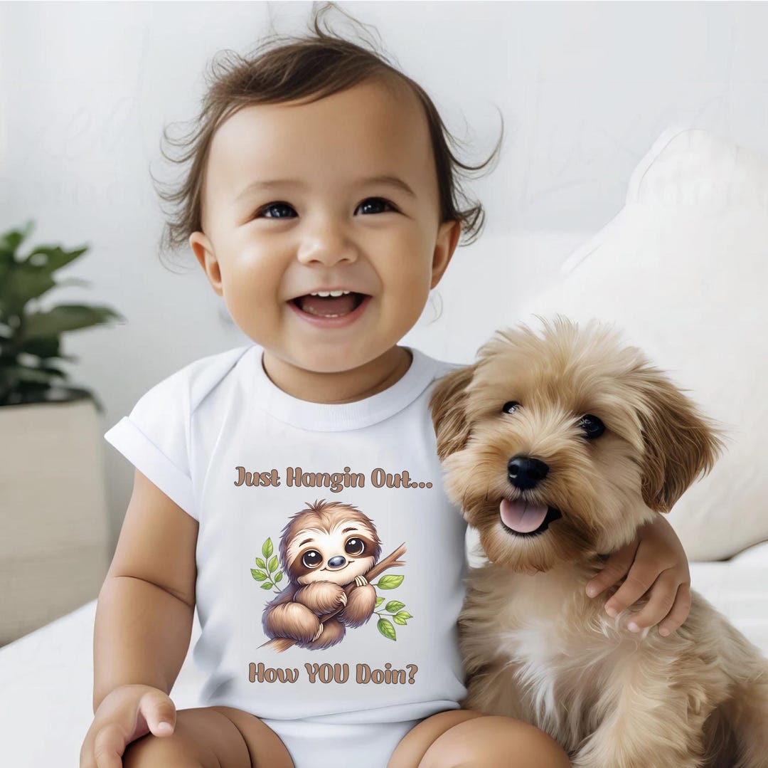 Cute Hanging How You Doin? Sloth Baby Bodysuit/toddler Apparel ...