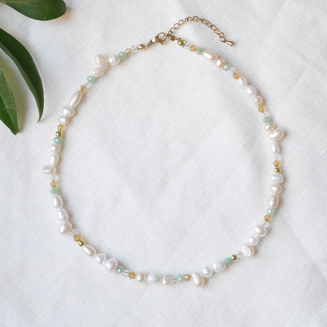 Freshwater Pearl Necklace With Mixed Beads Cute Beaded Necklace Soft ...