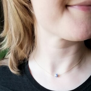 Blue Porcelain Chain Necklace | Dainty Gold Chain With Flower Bead ...