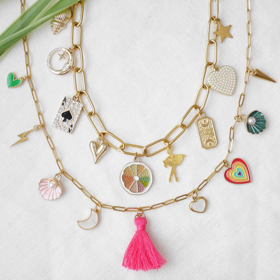 Custom Charm Necklace | Personalized Paperclip Chain Necklace | Chunky ...