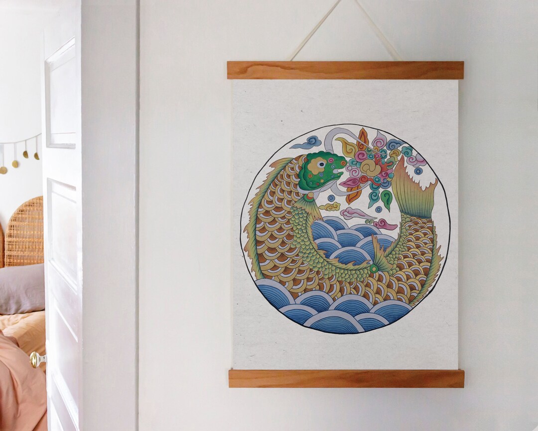 Asian Arts, Digital Download, Printable Poster, Korean Art, Fish ...