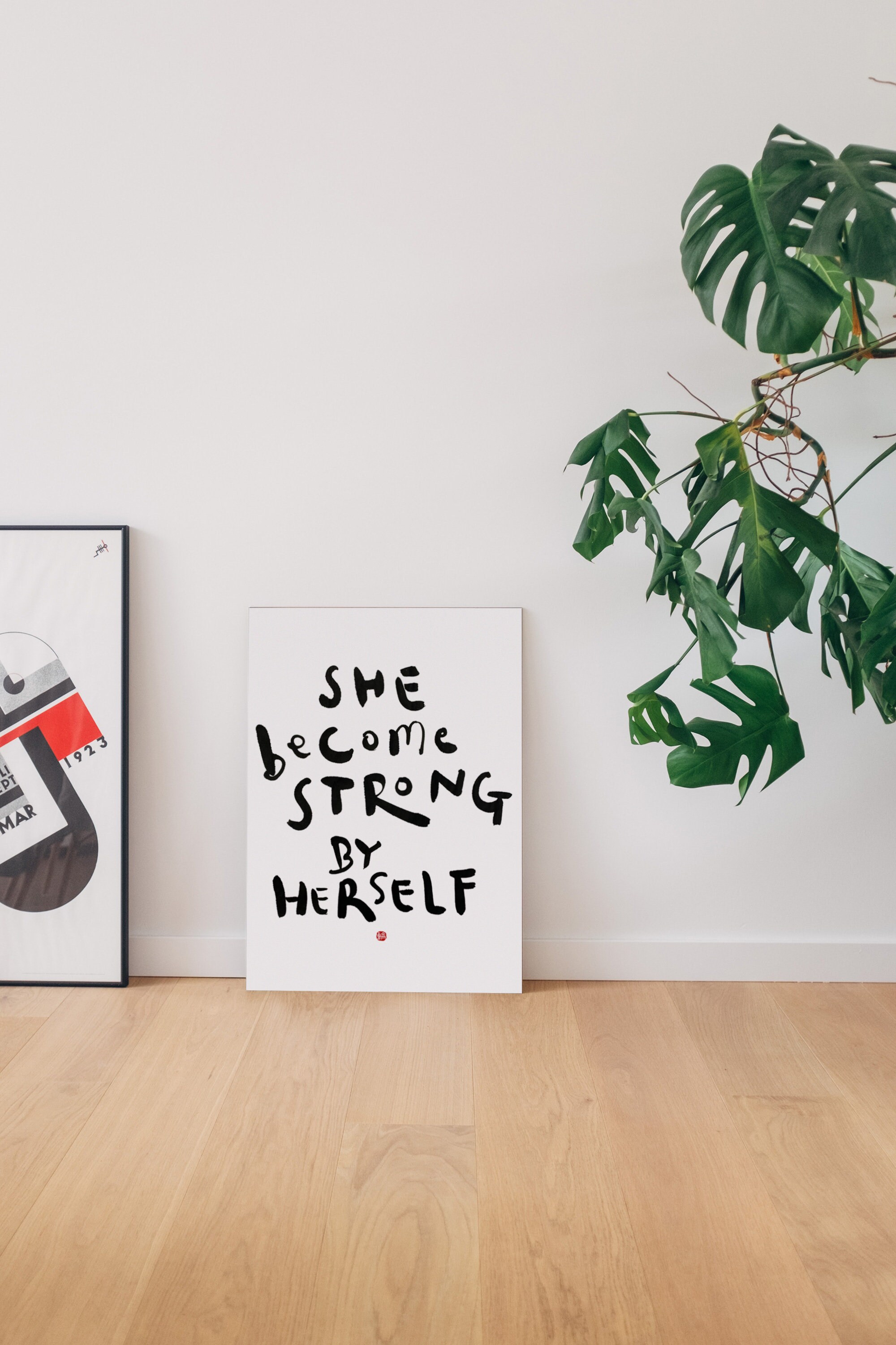 Girl Power Calligraphy Wall Decor She Became Strong by - Etsy