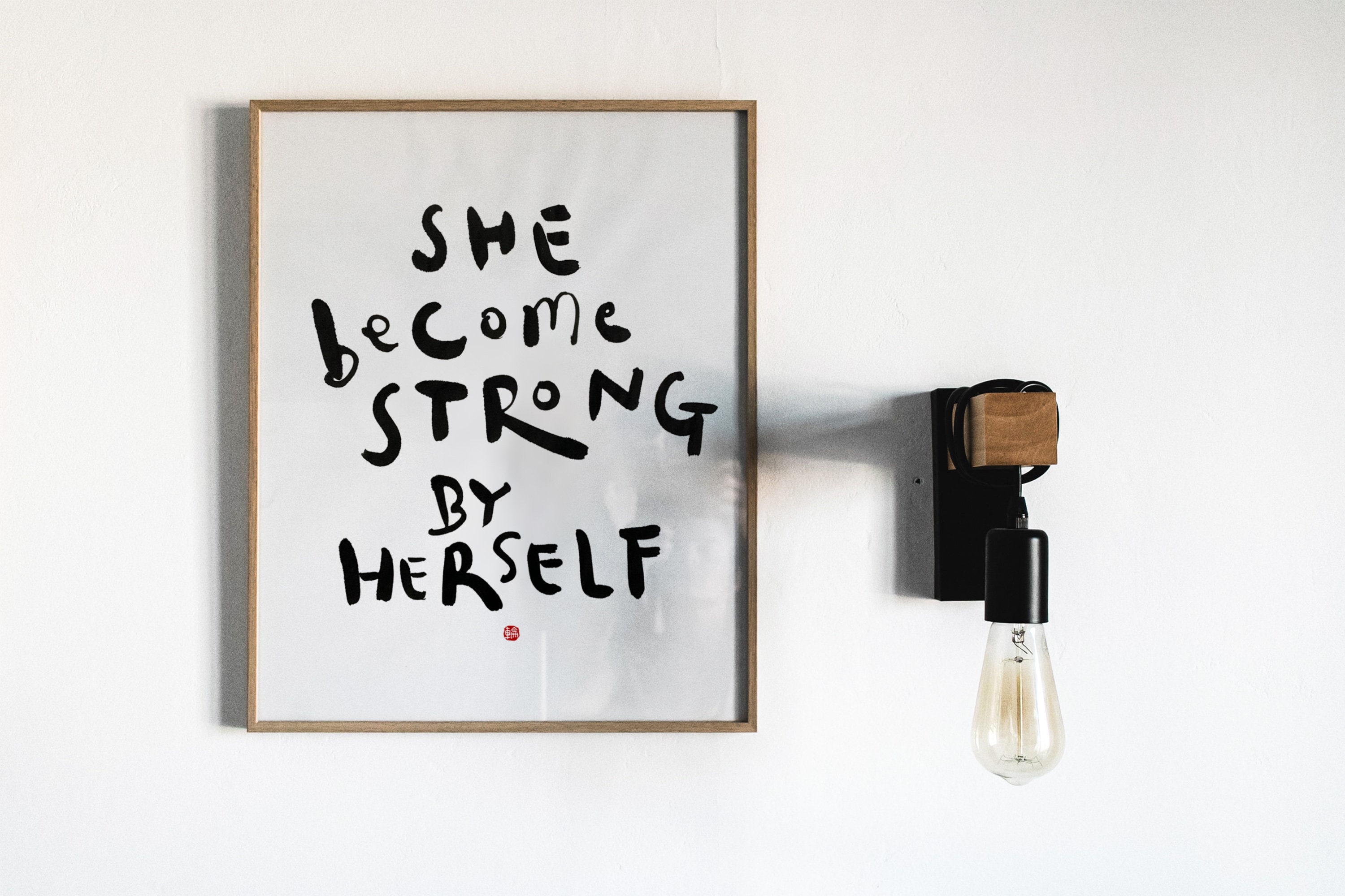 Girl Power Calligraphy Wall Decor She Became Strong by - Etsy