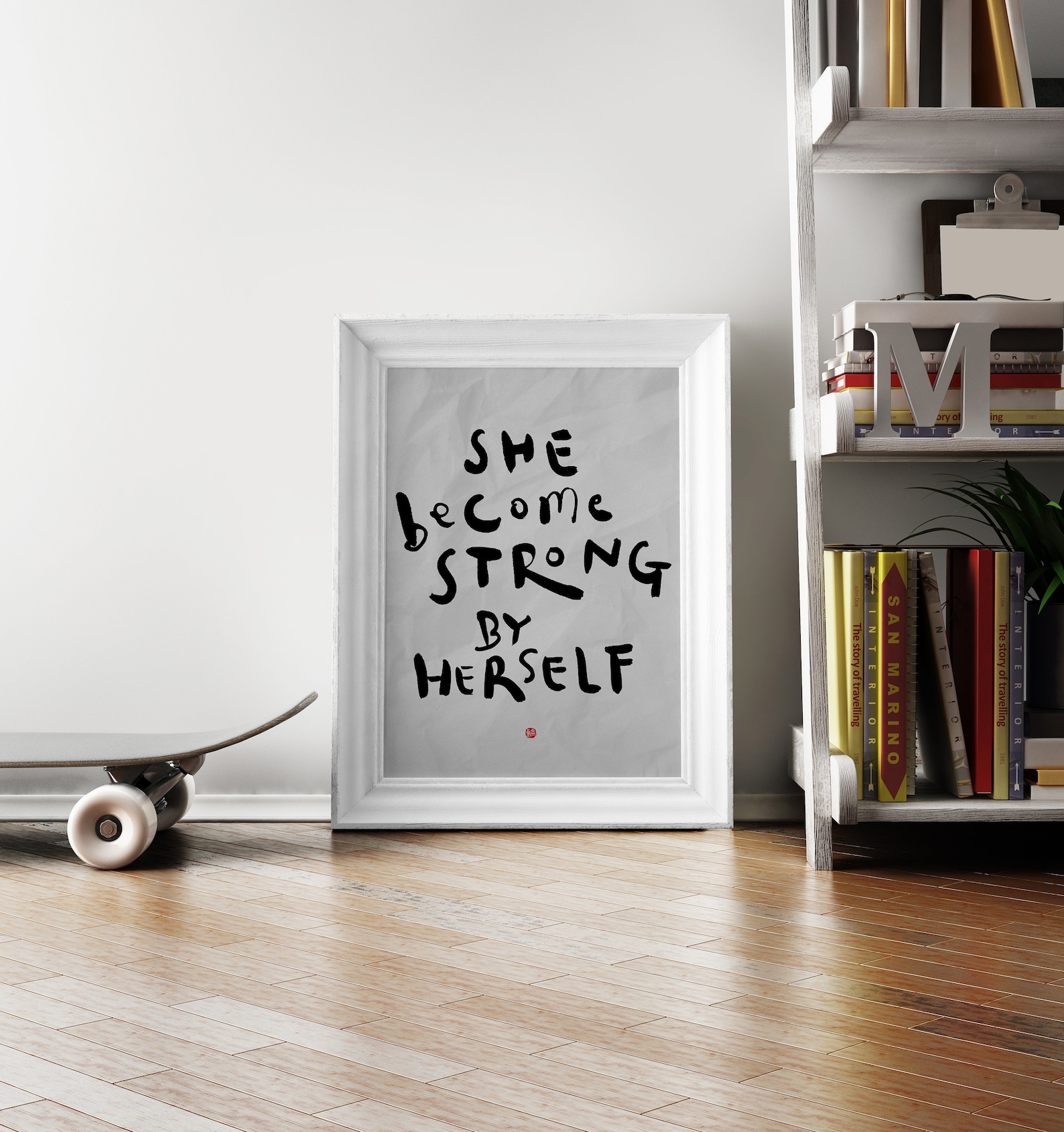 Girl Power Calligraphy Wall Decor She Became Strong by - Etsy