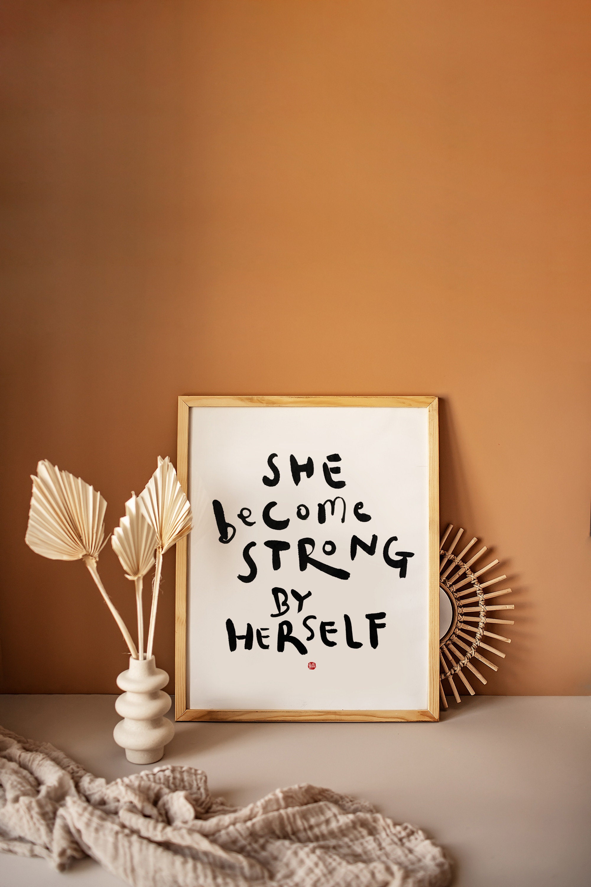 Girl Power Calligraphy Wall Decor She Became Strong by - Etsy