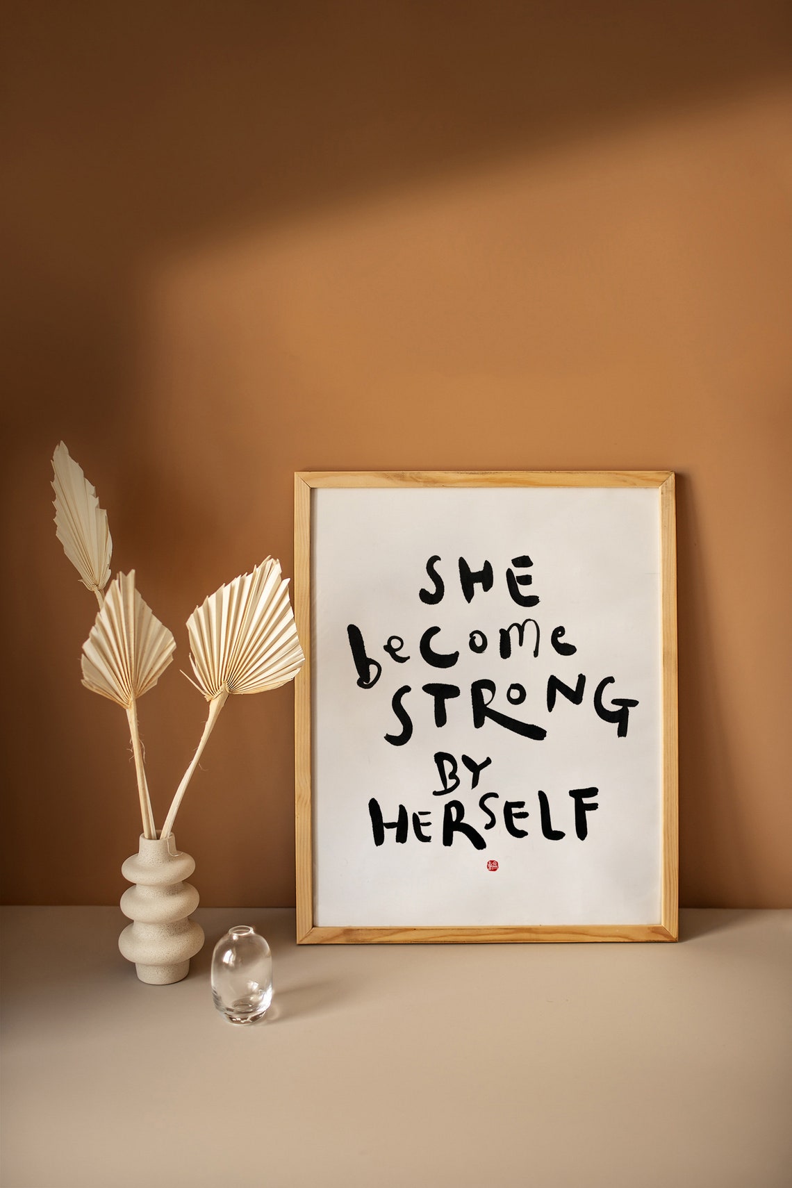 Girl Power Calligraphy Wall Decor She Became Strong by - Etsy