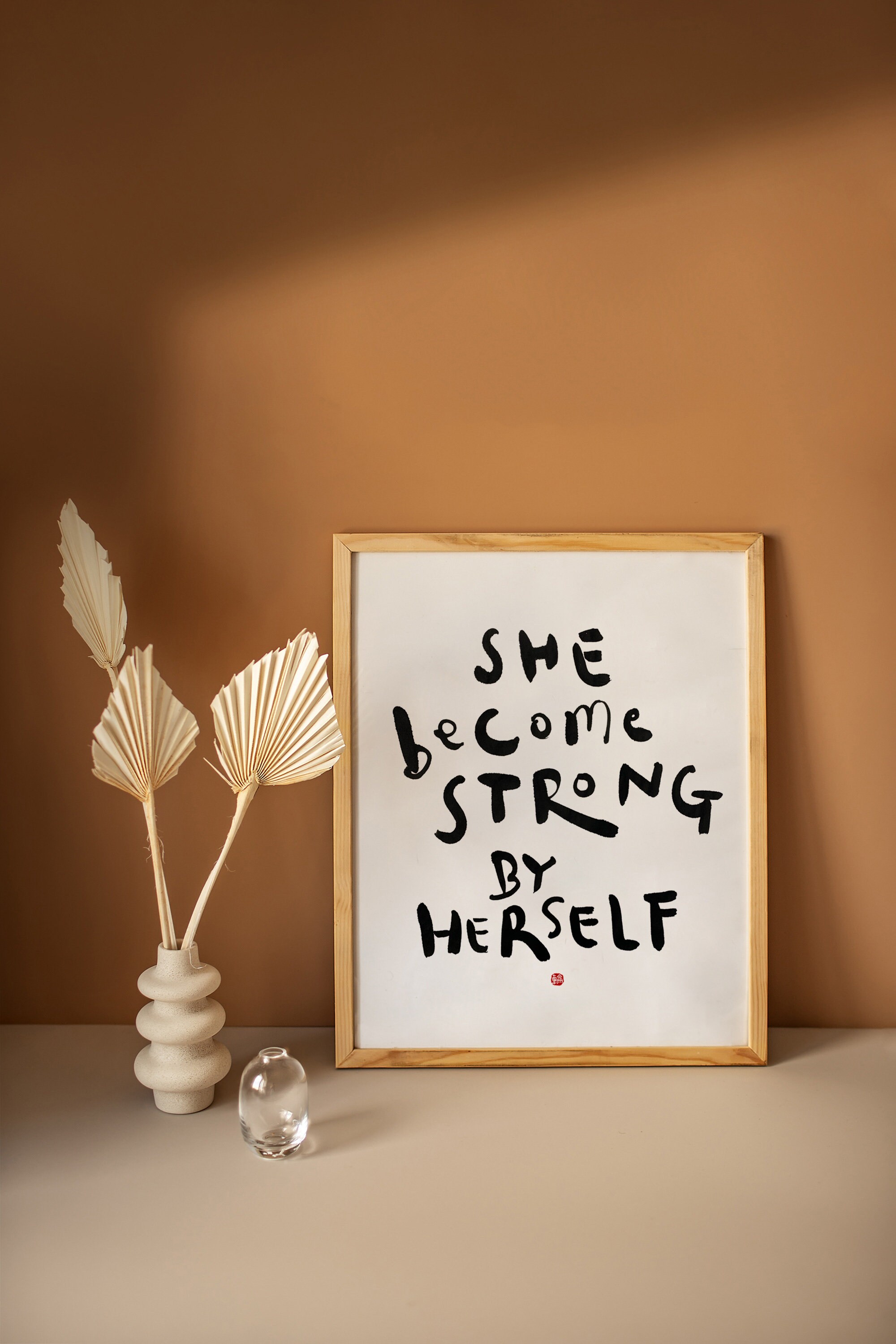 Girl Power Calligraphy Wall Decor She Became Strong by - Etsy