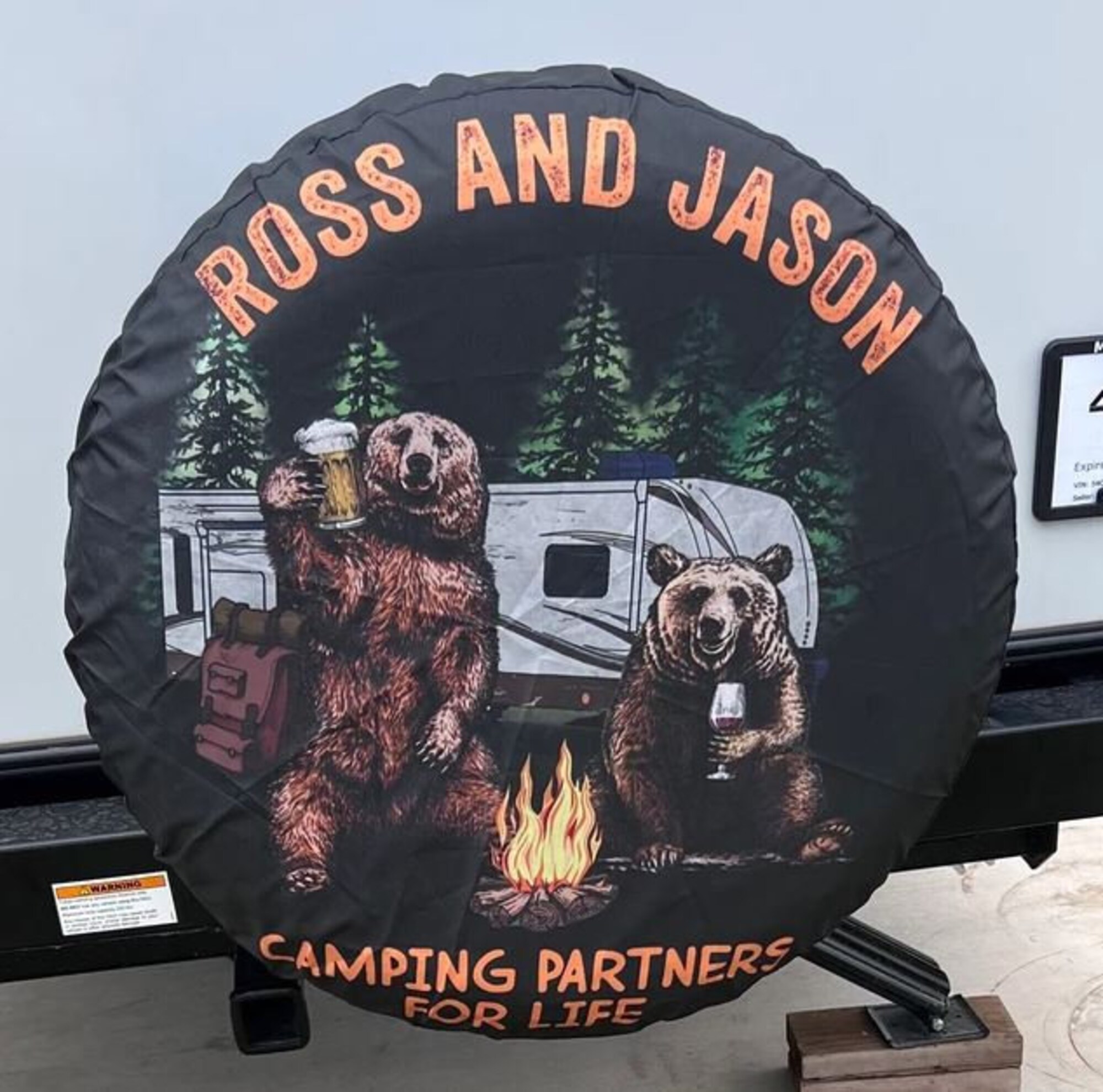 Husband & Wife Camping Partner For Life, Camping Tire Cover, RV Custom ...