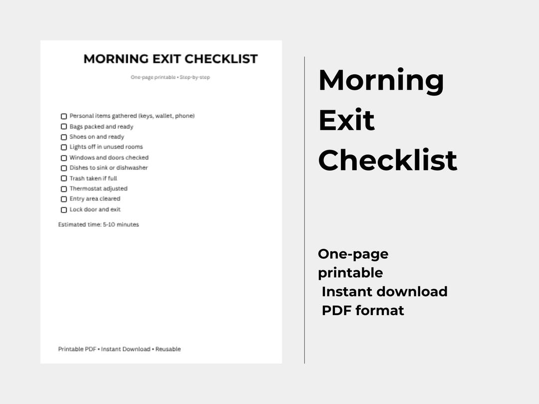 Morning Exit Checklist Printable | Leaving the House Checklist | One ...