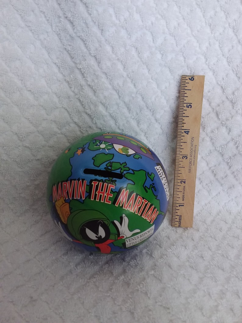 Rare '98 Marvin Martian Metal Globe Coin Bank Opens in - Etsy