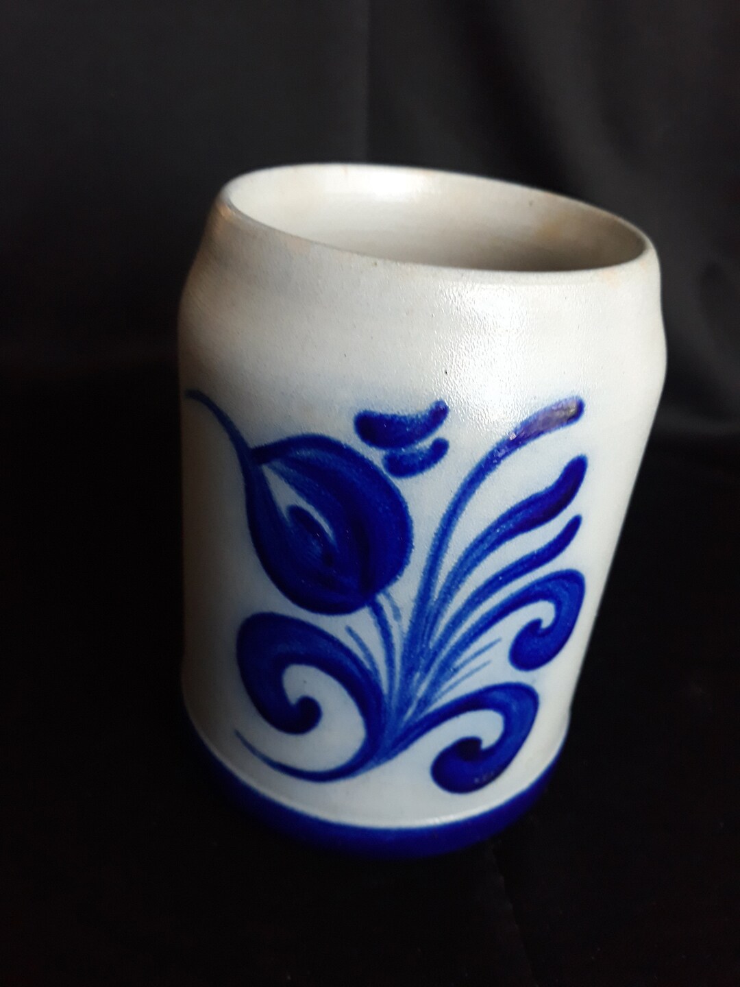 German Salt Pottery Beer Mug, Cobalt Blue and Gray - Etsy