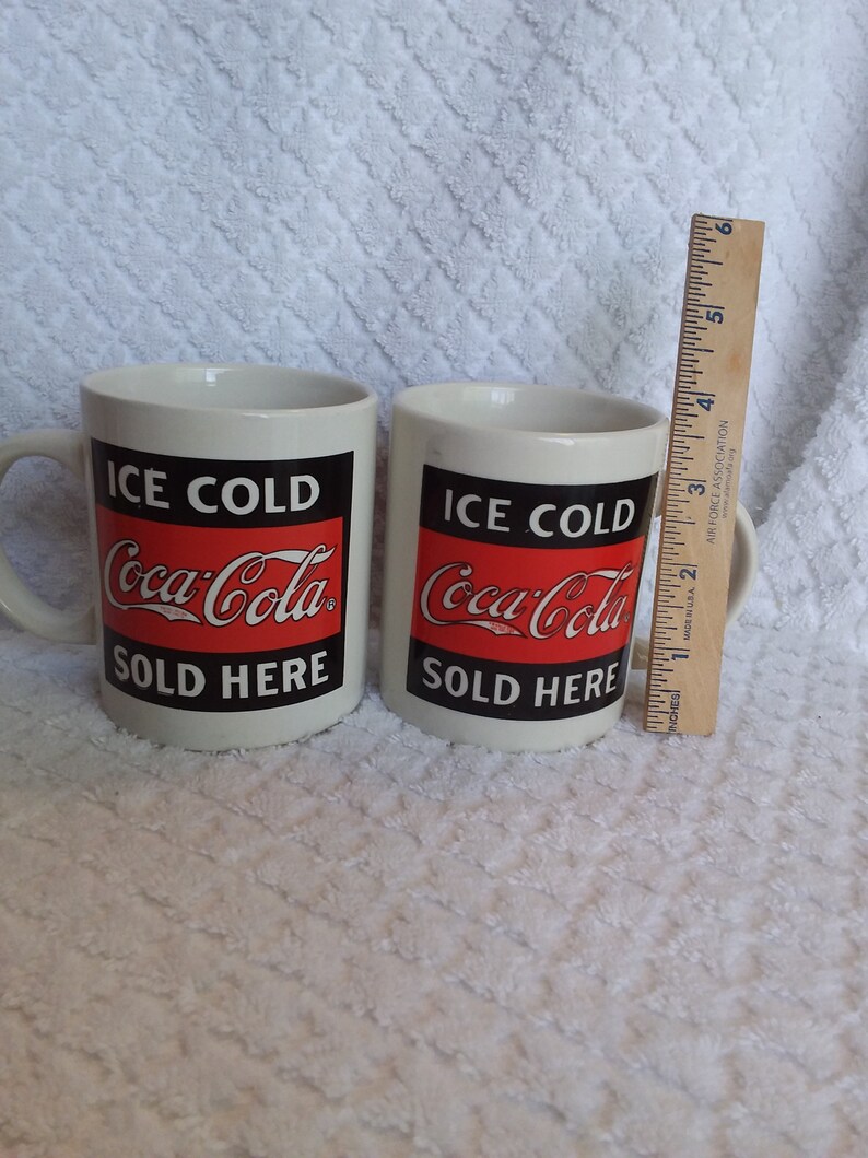 Coca Cola "sold Here, Ice Cold." Set of 2, 1998-2000. Black Banded Mugs ...