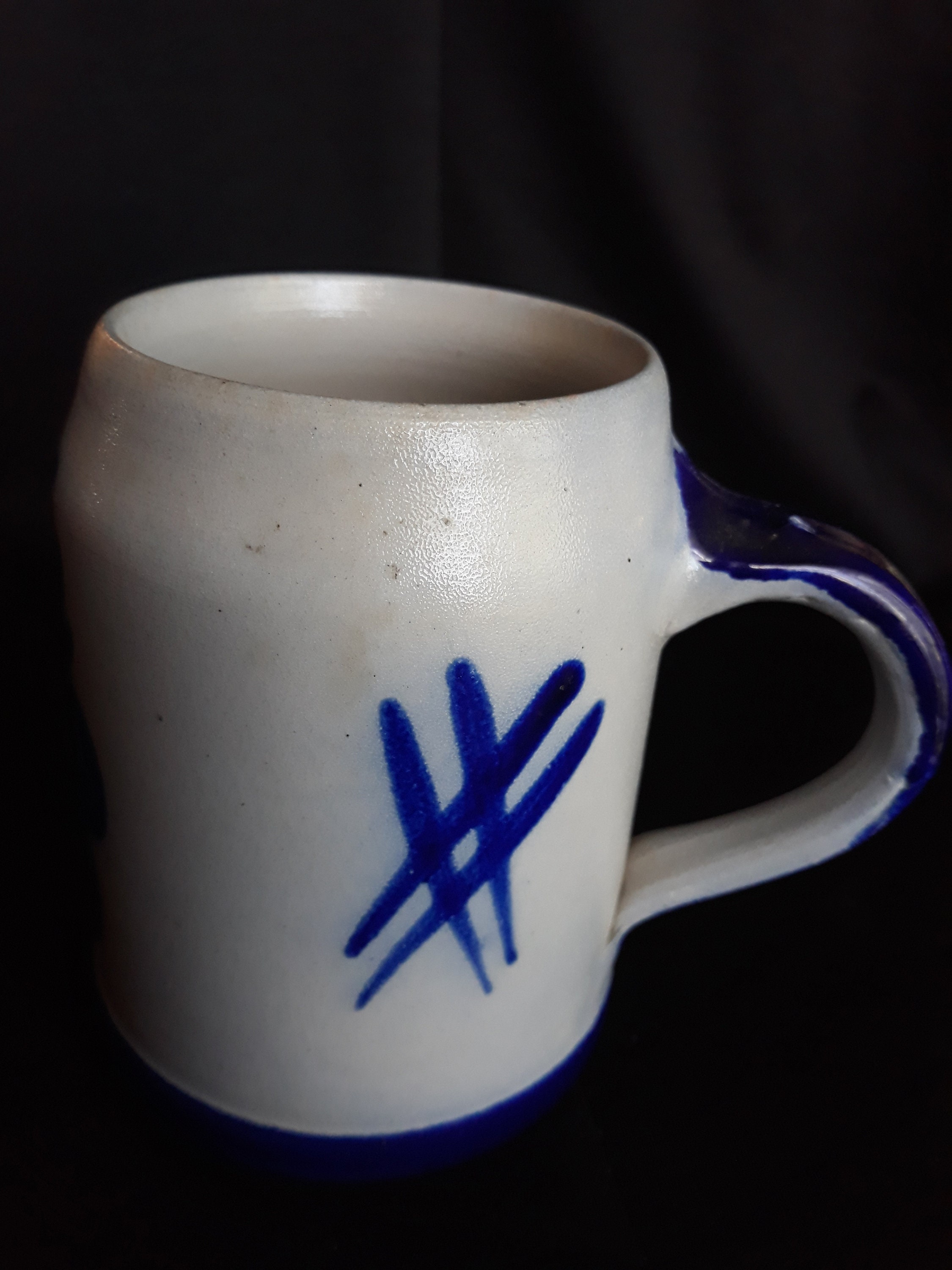 German Salt Pottery Beer Mug, Cobalt Blue and Gray - Etsy