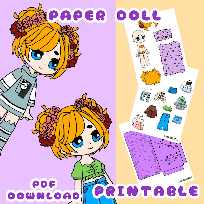 Printable Gacha Paper Dolls - Etsy