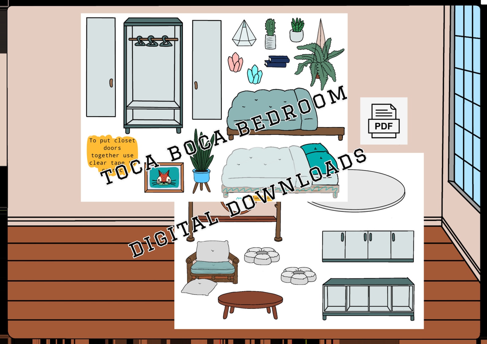 Toca Boca Bedroom / Toca Toca Papercraft / Quiet Book Pages / Printable ...