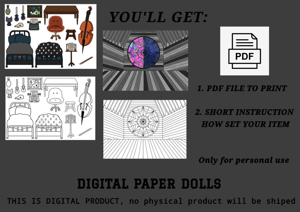 WEDNESDAY Bedroom / Toca Boca Papercraft / Quiet Book Pages / Printable ...