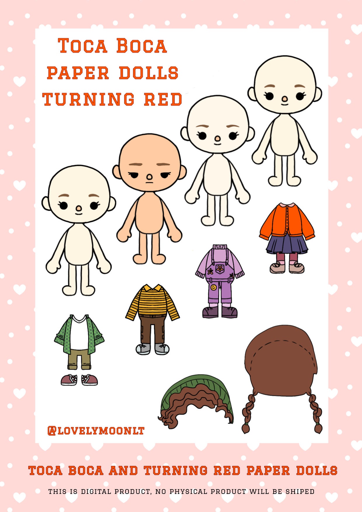 Toca Boca Turning Red Paper Dolls / Toca Boca Papercraft / - Etsy Hong Kong