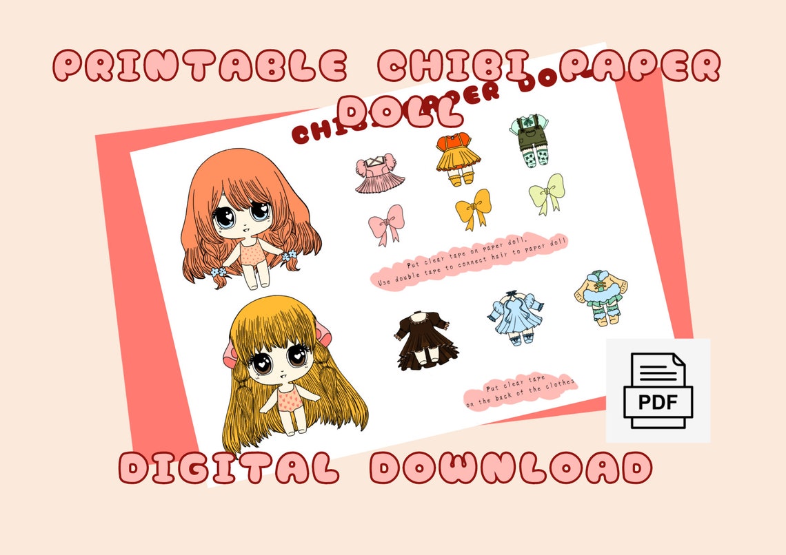 Printable Chibi Paper Doll Dress up Japanese Paper Doll Activities for ...
