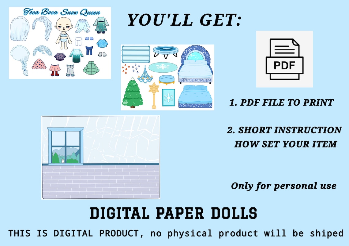 Toca Boca Snow Queen /toca Boca Paper Doll and Clothes / Toca Boca ...