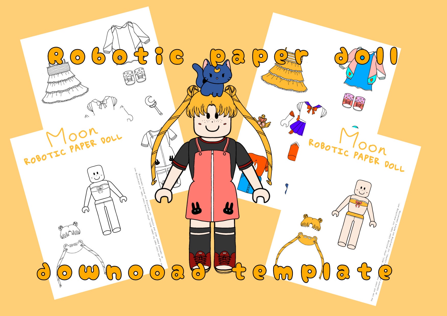Printable Robotic Paper Doll / Digital Paper Doll / Printable ...