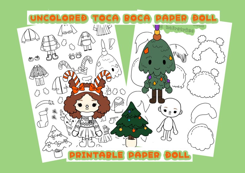 Printable Uncolored Christmas Toca Boca Paper Doll and Clothes - Etsy