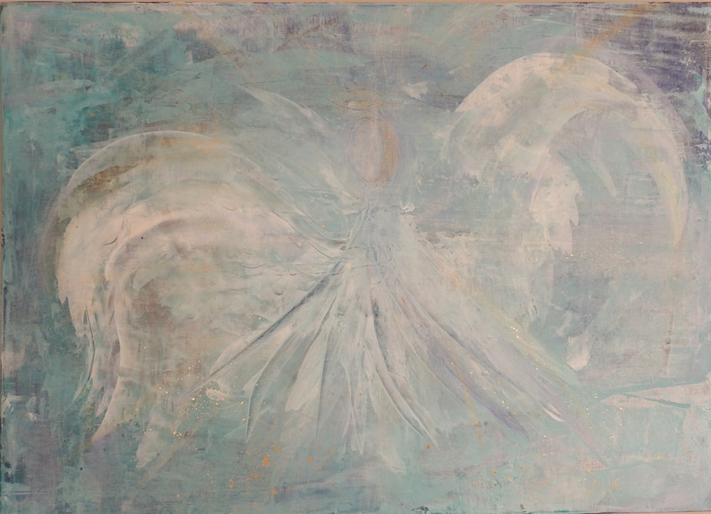 Guardian Angel Muriel - Hand-painted Acrylic Painting - Modern and ...