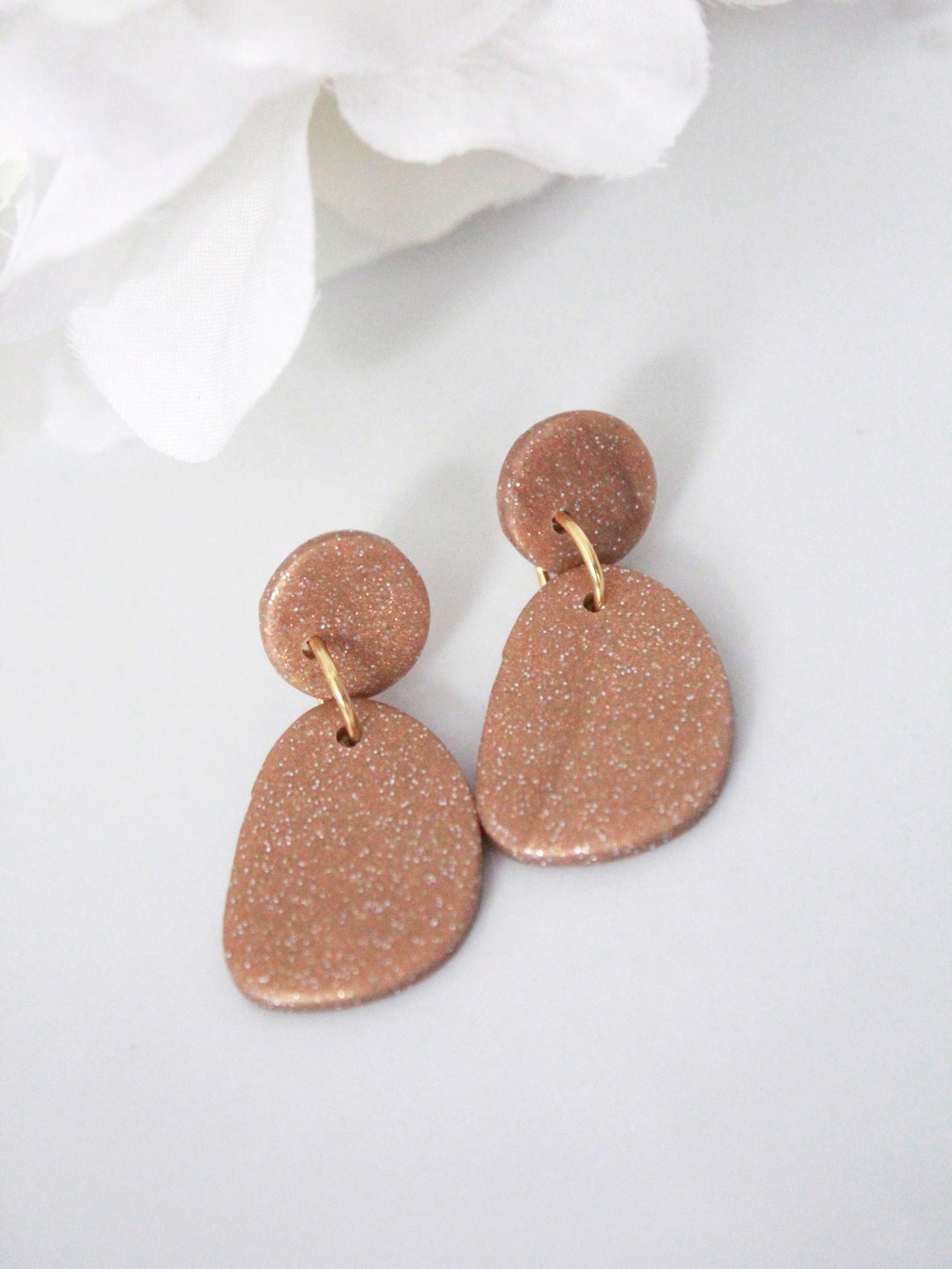 AZARIAH Golden Brown Dangle Drop Polymer Clay Earrings/golden - Etsy